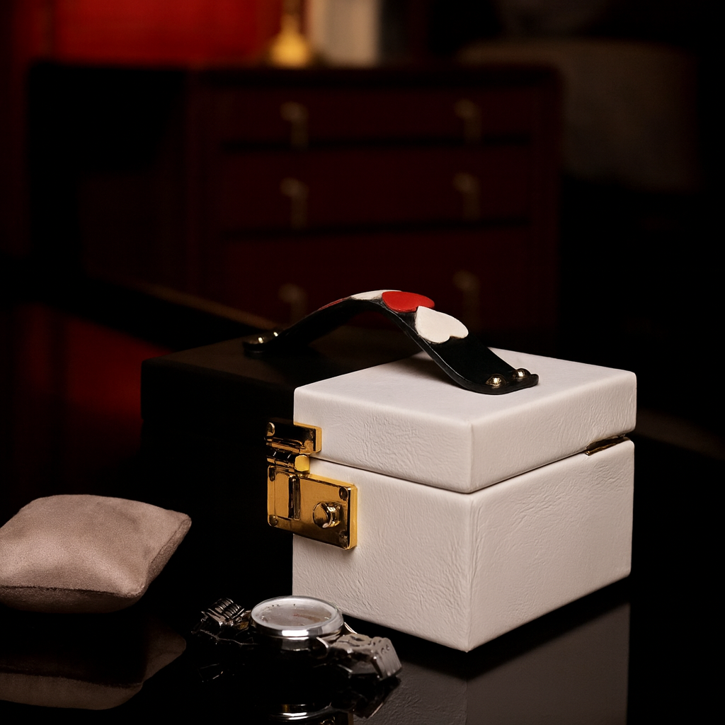 Blue Love Watch Box | Leather Watch Box Gift for Her — The Mage Home India