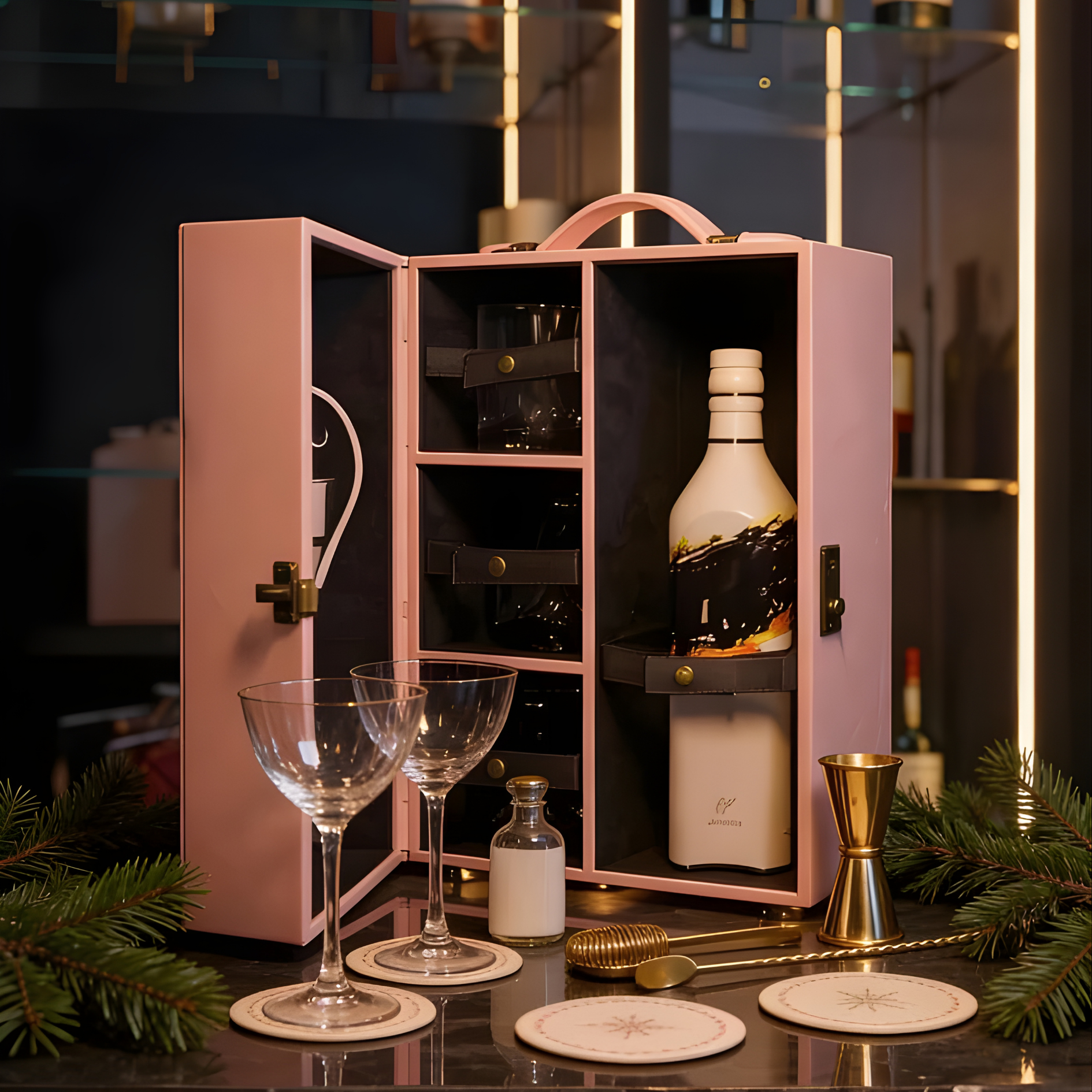 The Starlight Mini Bar | Pink Leather Luxury Mini Bar